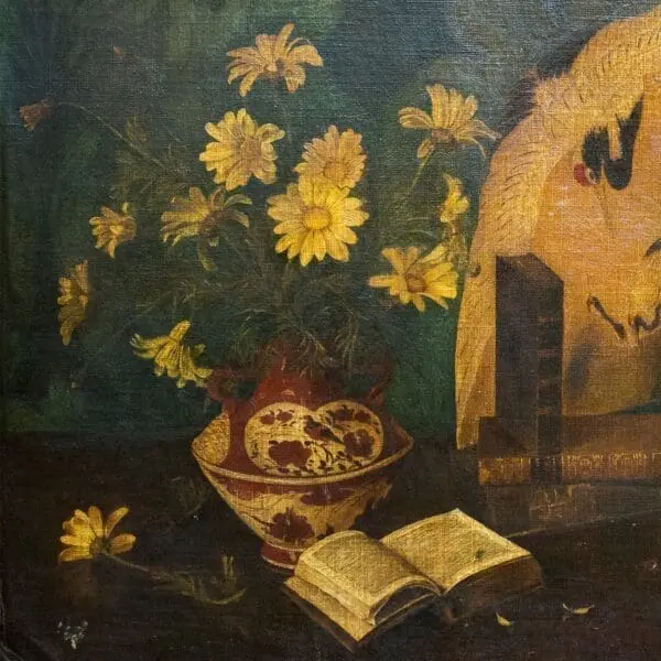 Large Antique Still Life with Oriental Objects. Original Oil Painting ...
