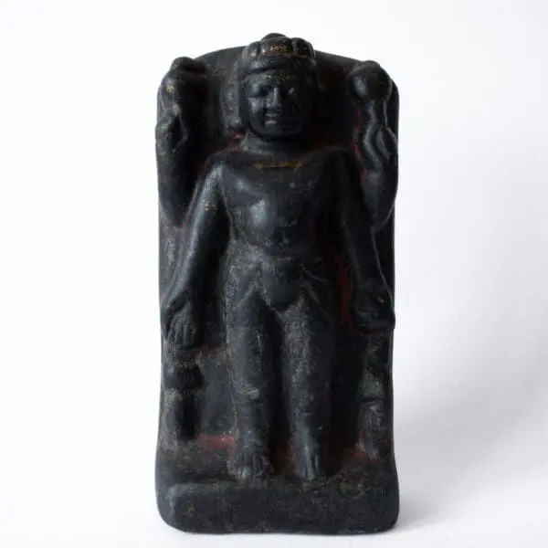 Antique Indian Hindu Blackstone Stele Carving of Four-Armed Lord Vishnu ...