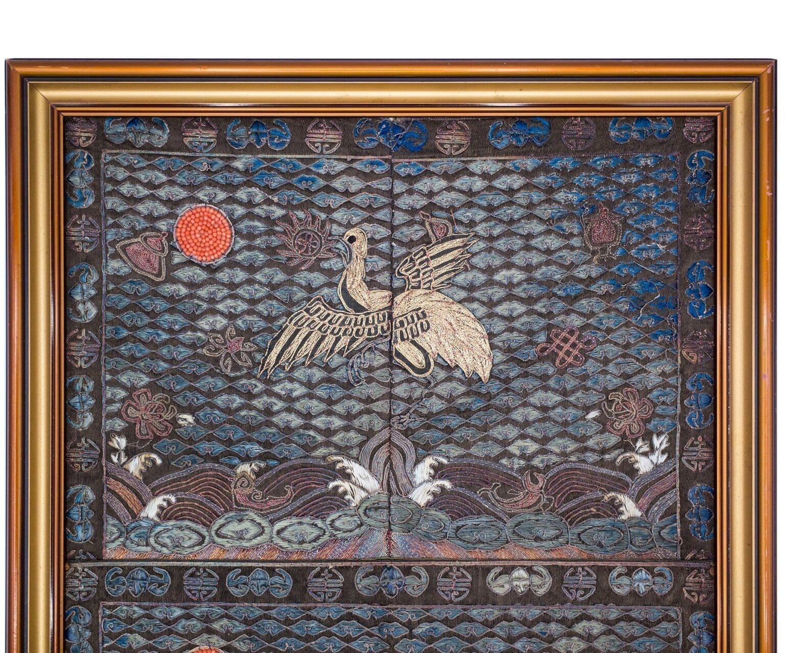 A Pair of Chinese Mandarin Rank Badges with Coral Beads Sun. 19th ...