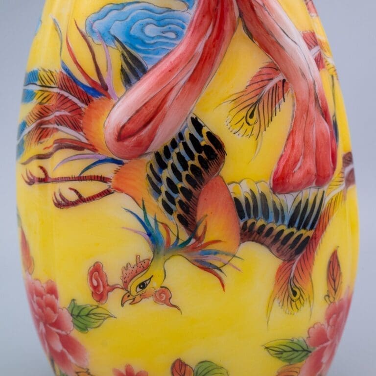 Rare Chinese Enamelled Pouch-shaped Beijing Glass Vase. Apocryphal ...