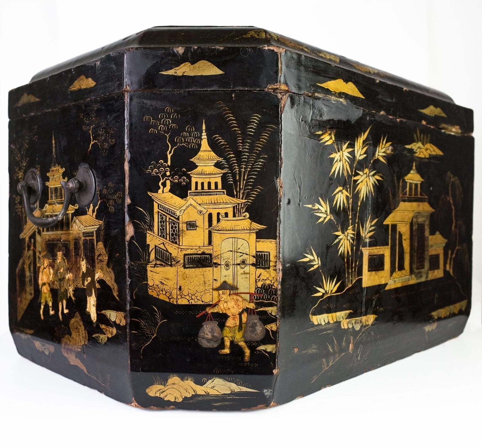 Antique Chinese Export Lacquer Storage Box. Chinese Black Lacquerware ...