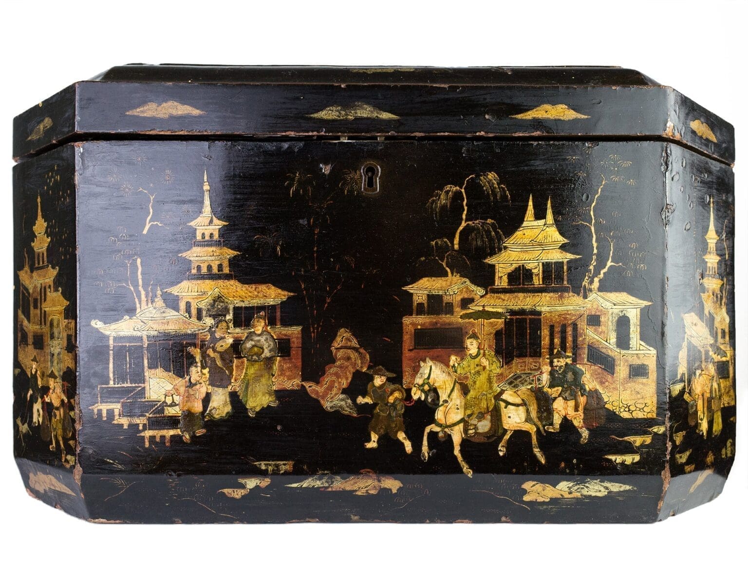 Antique Chinese Export Lacquer Storage Box. Chinese Black Lacquerware ...
