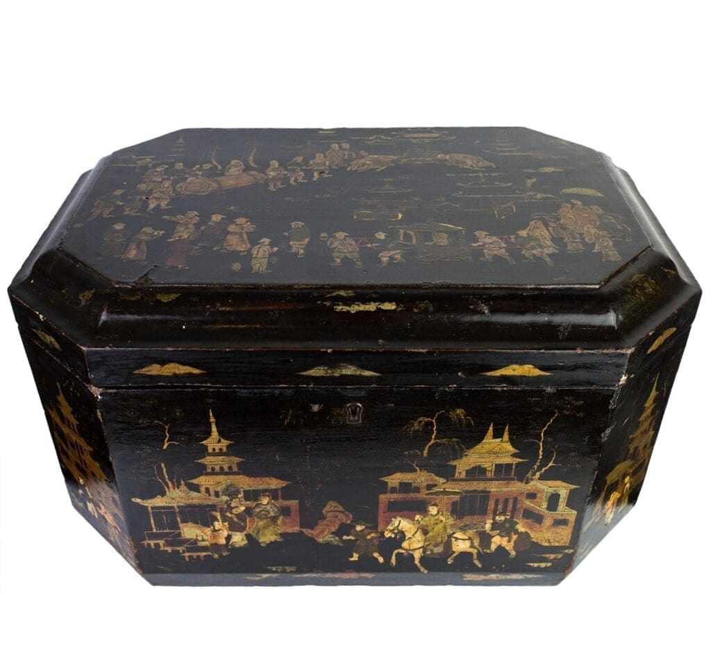 Antique Chinese Export Lacquer Storage Box. Chinese Black Lacquerware ...