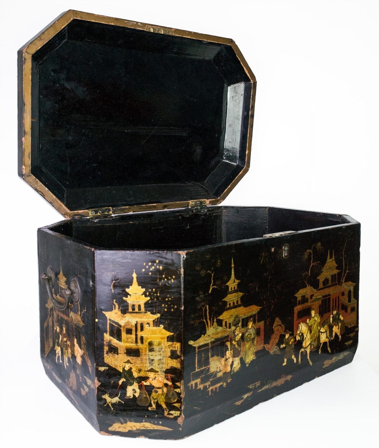 Antique Chinese Export Lacquer Storage Box. Chinese Black Lacquerware ...