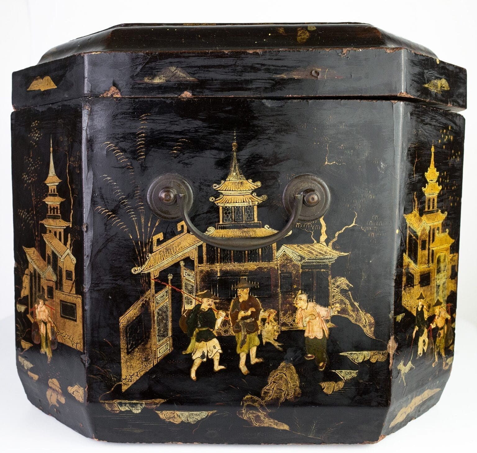 Antique Chinese Export Lacquer Storage Box. Chinese Black Lacquerware ...