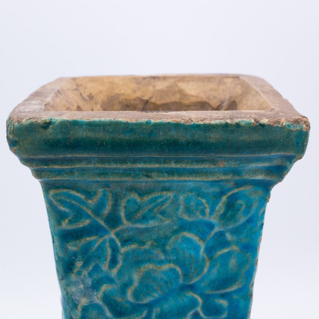 Chinese Ming Dynasty Turquoise Glazed Gu Vase With Relief Moulded ...