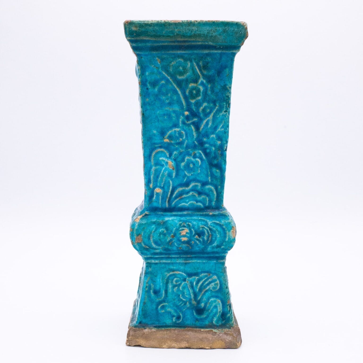 Chinese Ming Dynasty Turquoise Glazed Gu Vase With Relief Moulded ...