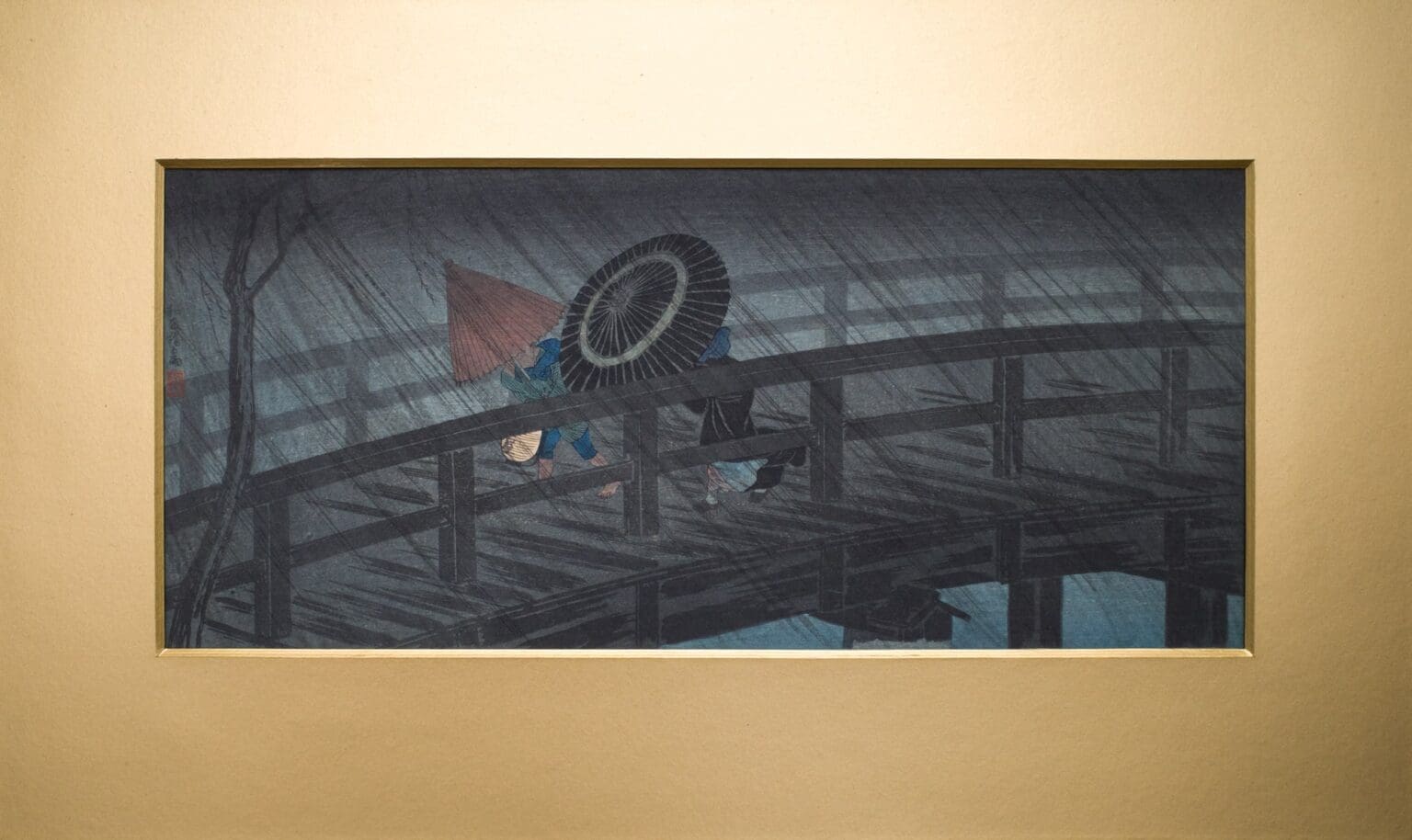 Takahashi Hiroaki Shotei, 1871-1945 - Rain on Izumi Bridge (Izumibashi ...