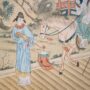 Large Pair of Chinese Paintings on Silk With Calligraphy Inscriptions ...