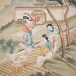 Large Pair of Chinese Paintings on Silk With Calligraphy Inscriptions ...