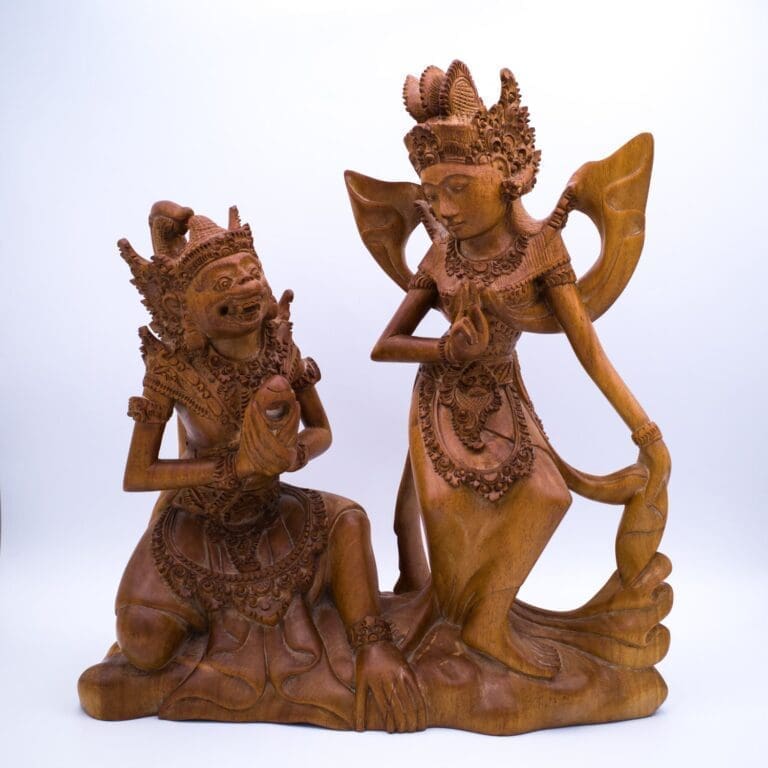 Fine Balinese Wood Carving of Hanuman Presenting Rama's Ring to Sita ...