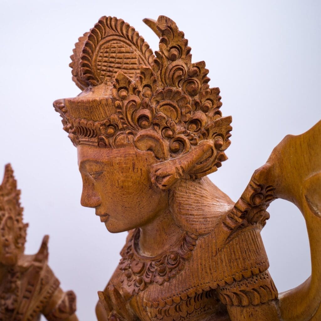 Fine Balinese Wood Carving of Hanuman Presenting Rama's Ring to Sita ...