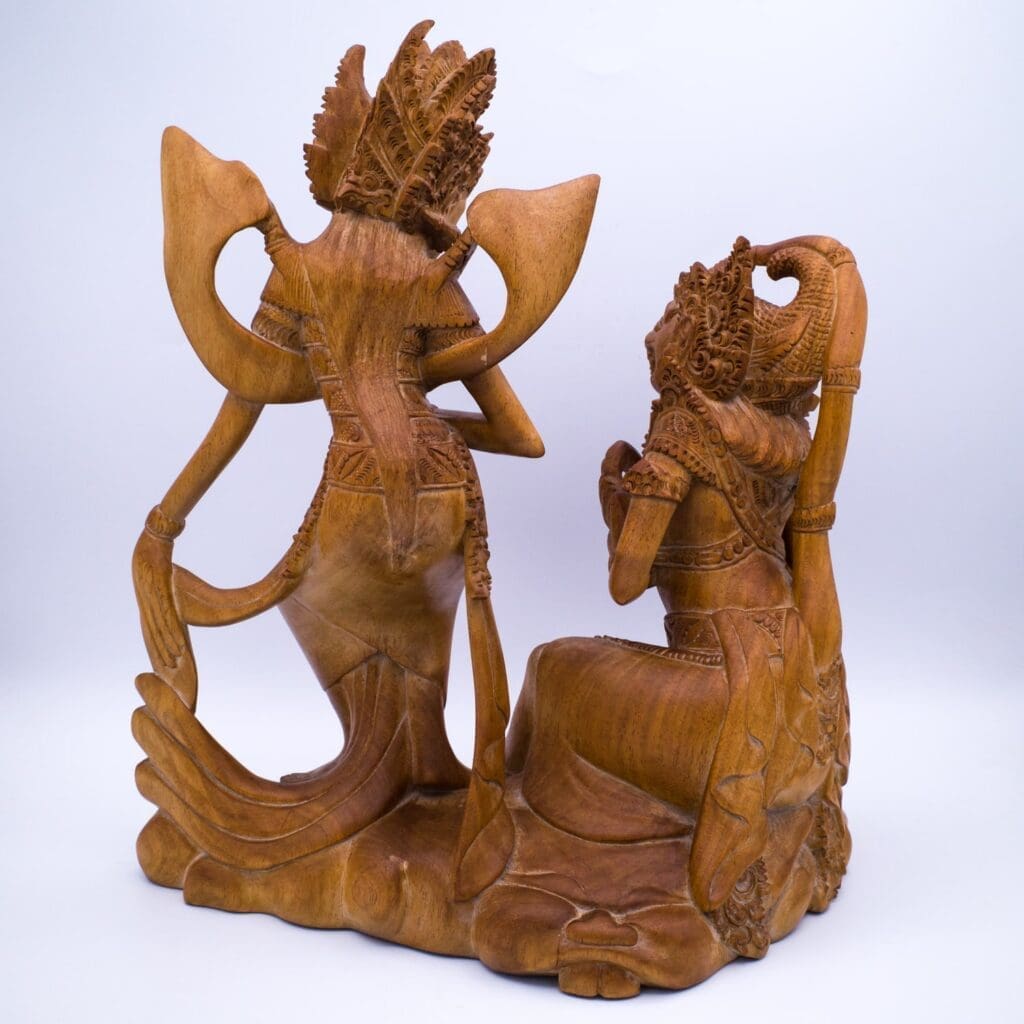 Fine Balinese Wood Carving of Hanuman Presenting Rama's Ring to Sita ...