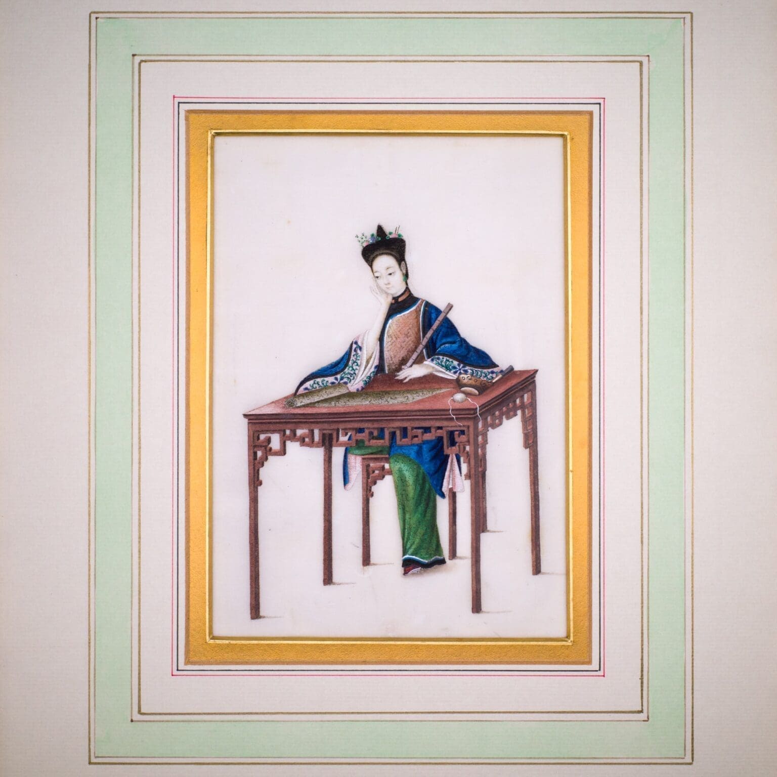 Antique Chinese Export Painting on Pith Paper. 19th Century, Qing ...