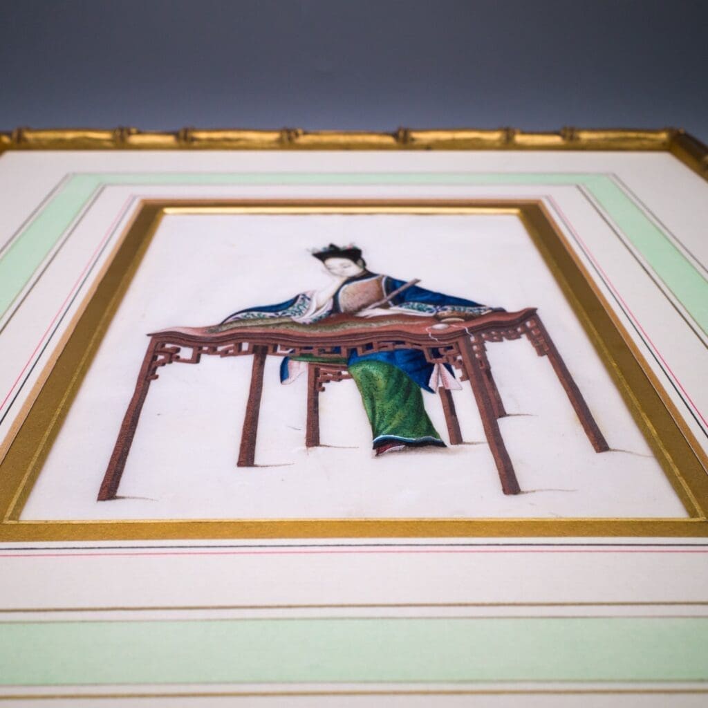 Antique Chinese Export Painting on Pith Paper. 19th Century, Qing ...