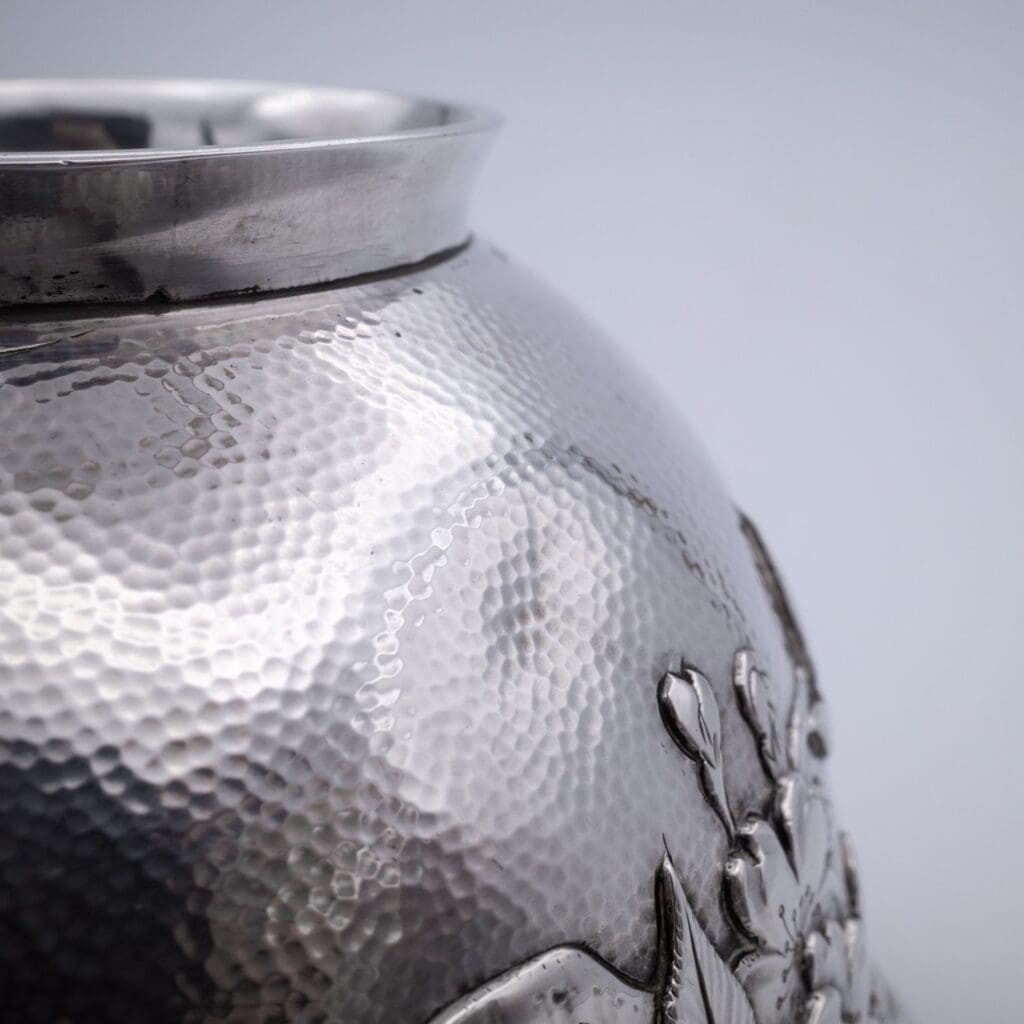 Fine Antique Japanese Silver Bowl With Prunus Blossom by Arthur and ...