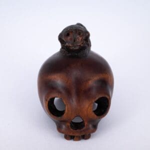 Fine Antique Japanese Wood Netsuke of a Skull and a Skeleton. 19th ...