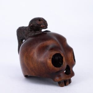 Fine Antique Japanese Wood Netsuke of a Skull and a Skeleton. 19th ...