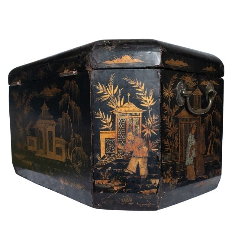 Large Chinese Export Gilt Lacquered Storage Box With Figural Scenes ...