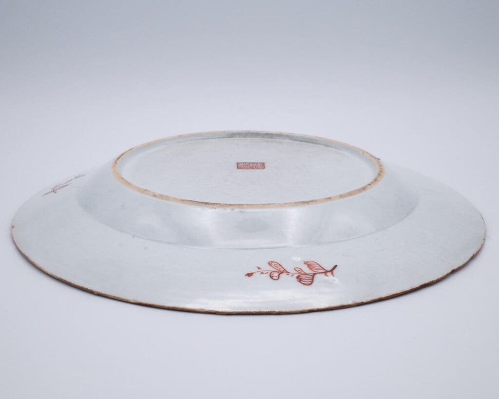 Antique Chinese Clobbered Blue and White Export Porcelain Dish With ...