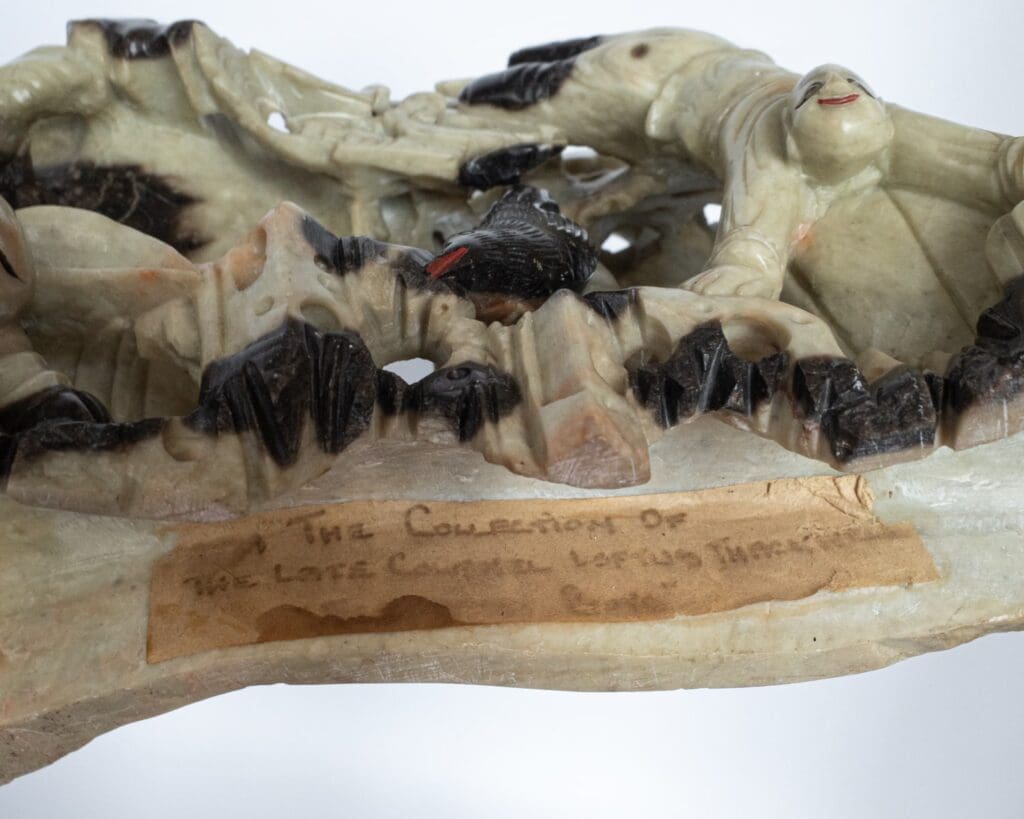 Antique Chinese Soapstone Brush Washer Figural Group. Collection of ...