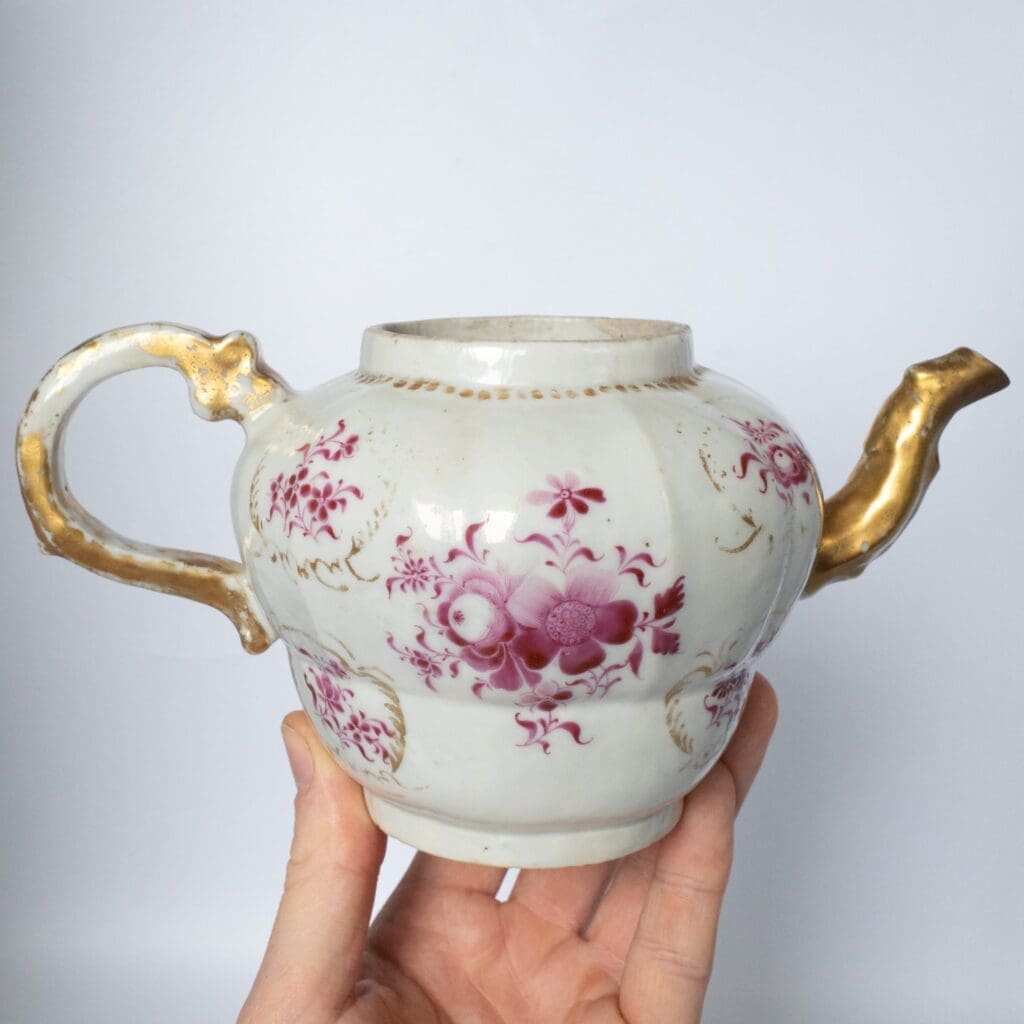 Antique Chinese 18th Century Export Porcelain Teapot With Puce ...