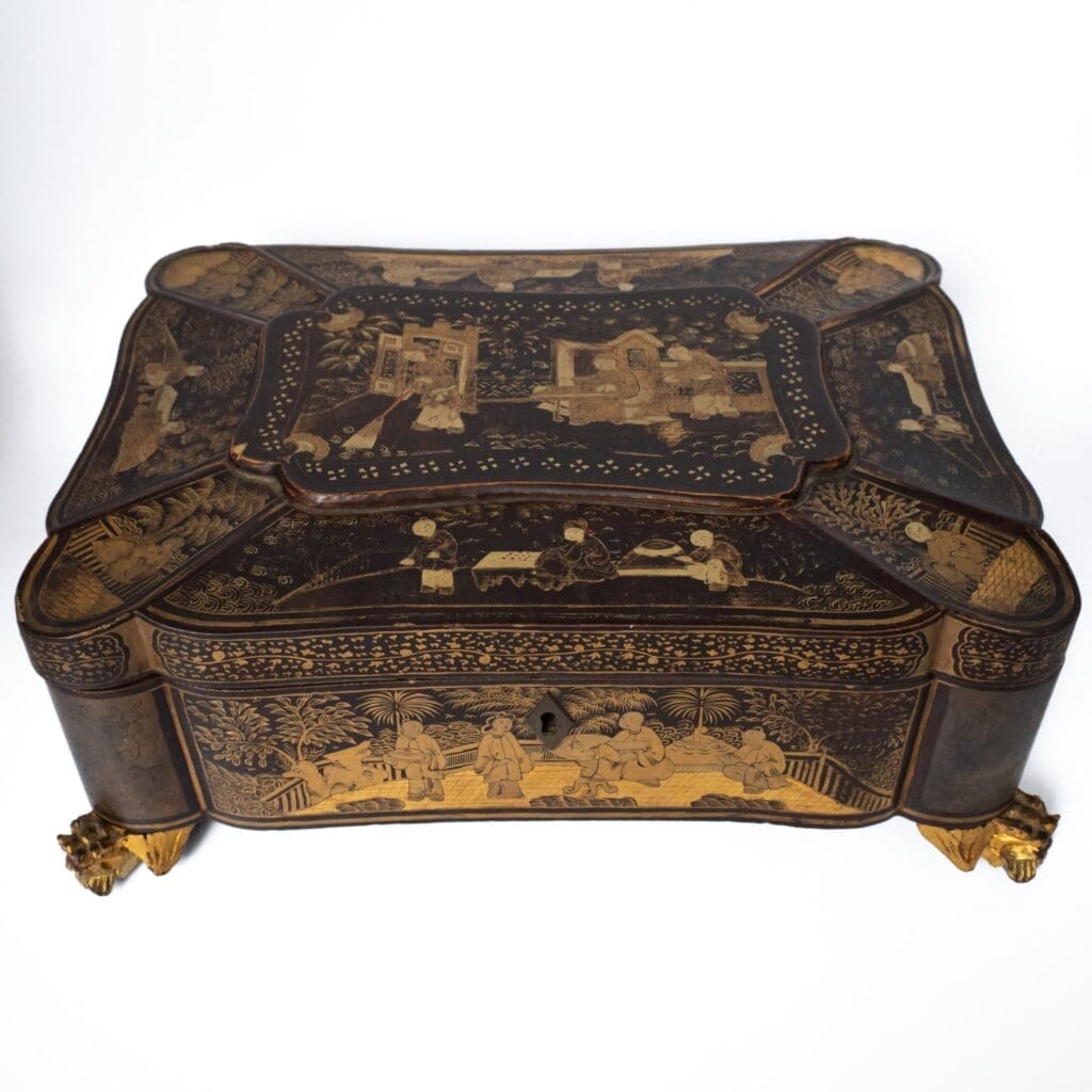 Antique Chinese Export Black and Gilt Lacquer Box. 19th Century, Qing ...