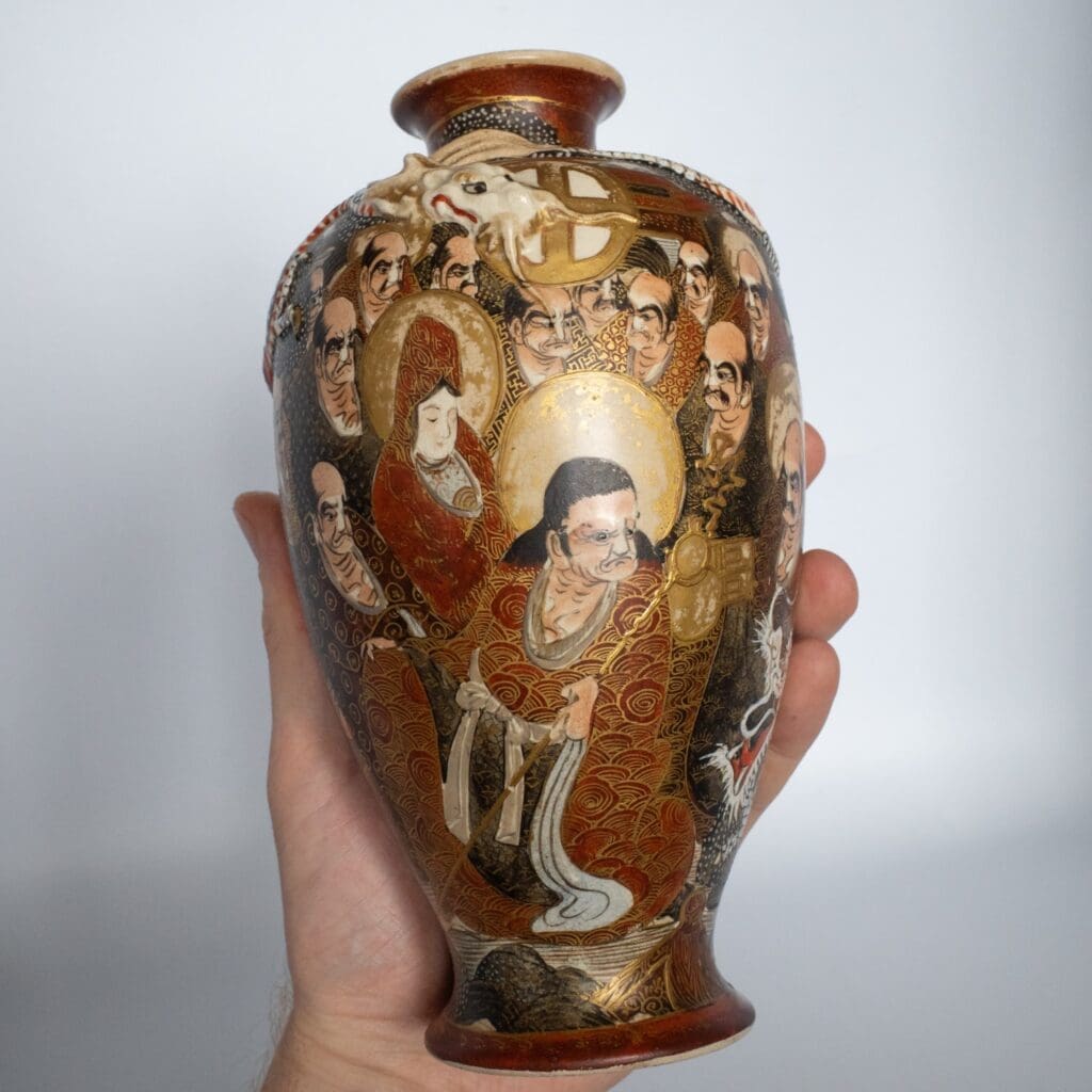 Antique Japanese Satsuma Pottery Vase by Iwai Hakuzan. Early 20th ...