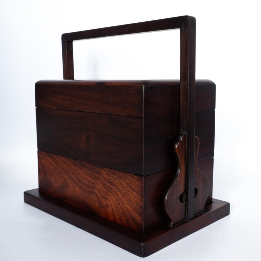 Fine Chinese Three-Tier Hardwood Picnic Box. Late Qing Dynasty or ...