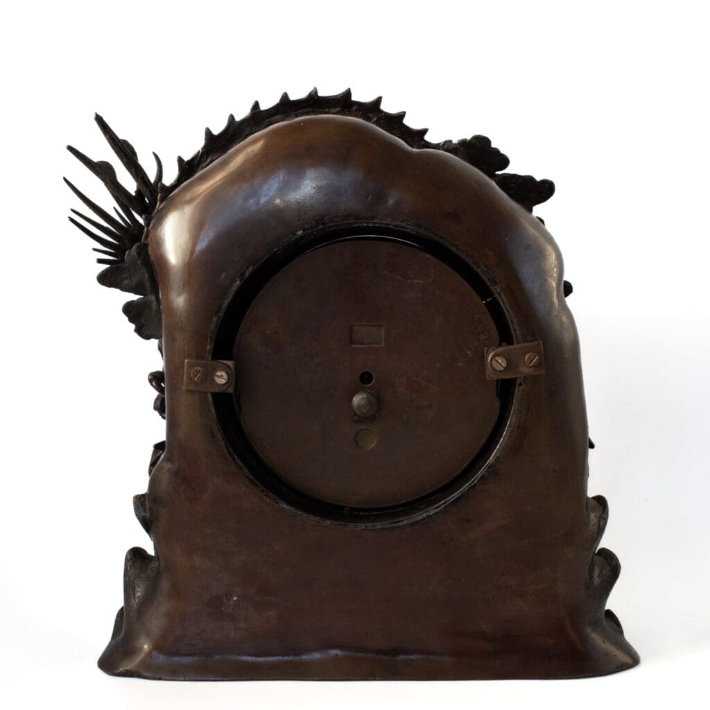 Fine Antique Japanese Bronze Mantel Clock With Dragon and Tiger. 19th ...
