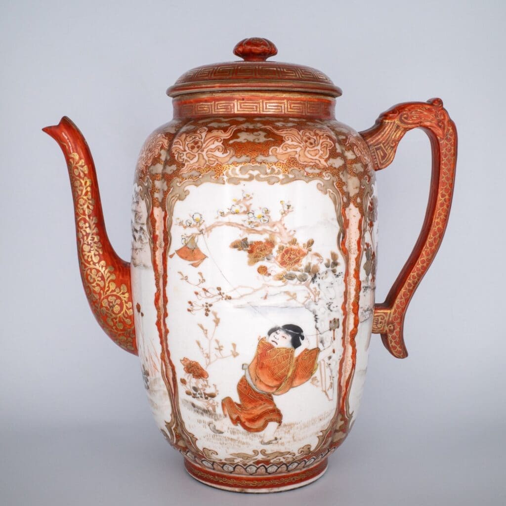 Large Antique Japanese Kutani Porcelain Coffee Pot. Meiji Period ...