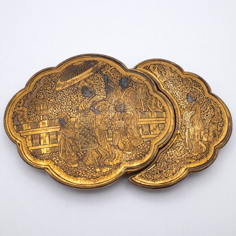 Antique Japanese Damascene Mixed Metal Belt Buckle Fujii Yoshitoyo ...