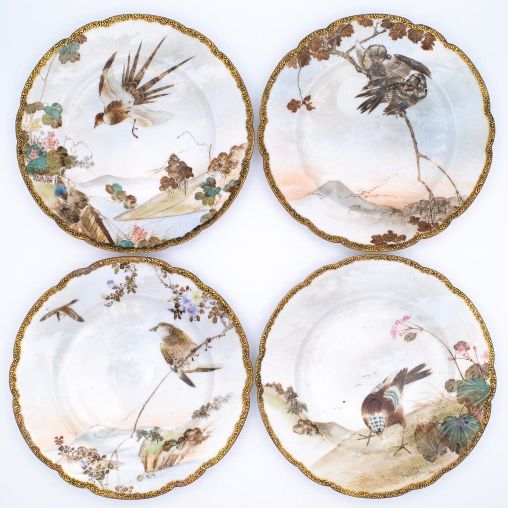Fine Antique Japanese Yokohama Kutani Porcelain Plates by Yamashita ...