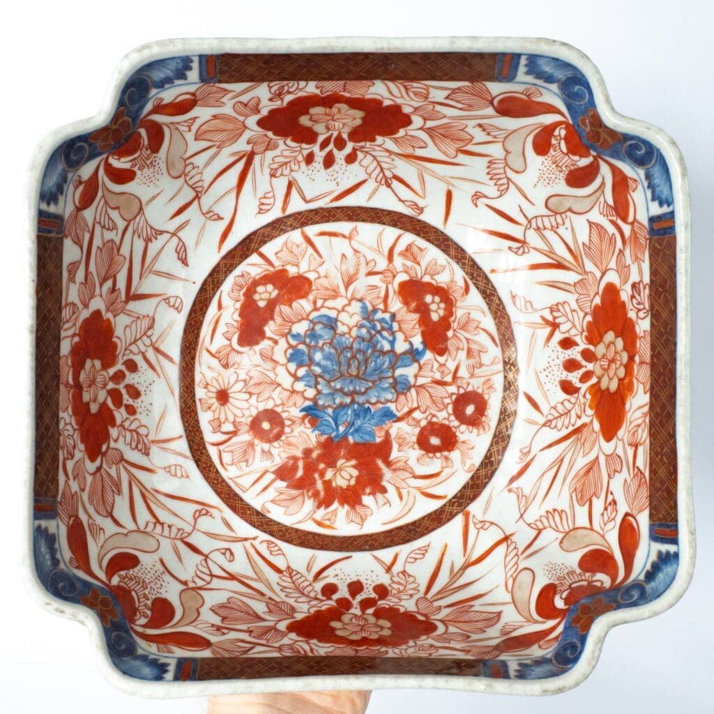 Large Antique Chinese Clobbered Blue and White Export Porcelain Bowl ...